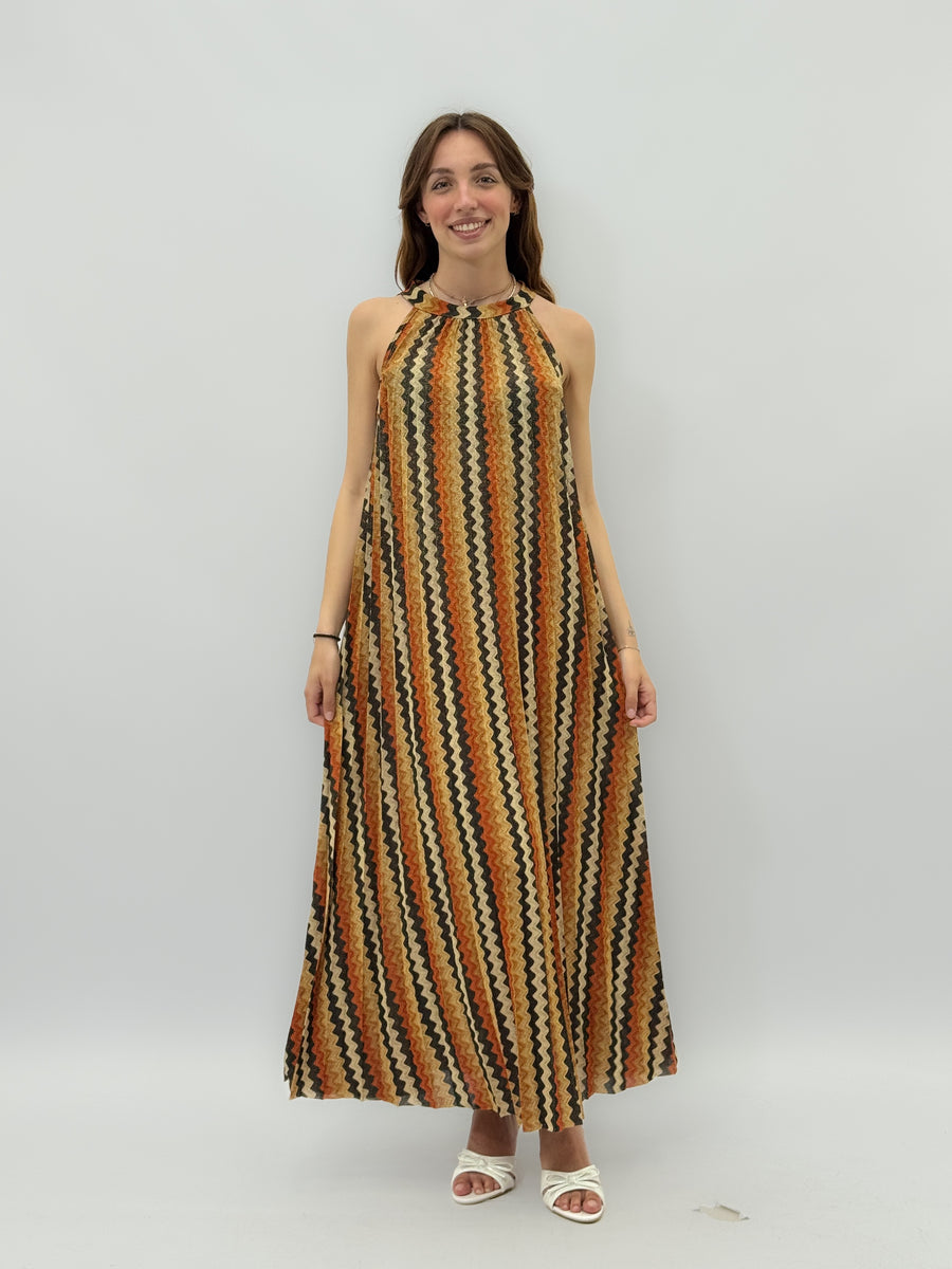 Abito lungo scollo halter in lurex – MaxModa Brescia